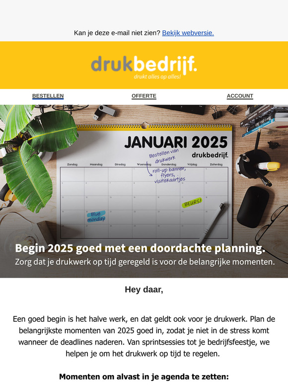 Drukbedrijf: Vooruit plannen? Dit drukwerk heb je nodig in 2025! 🗓️ | Milled