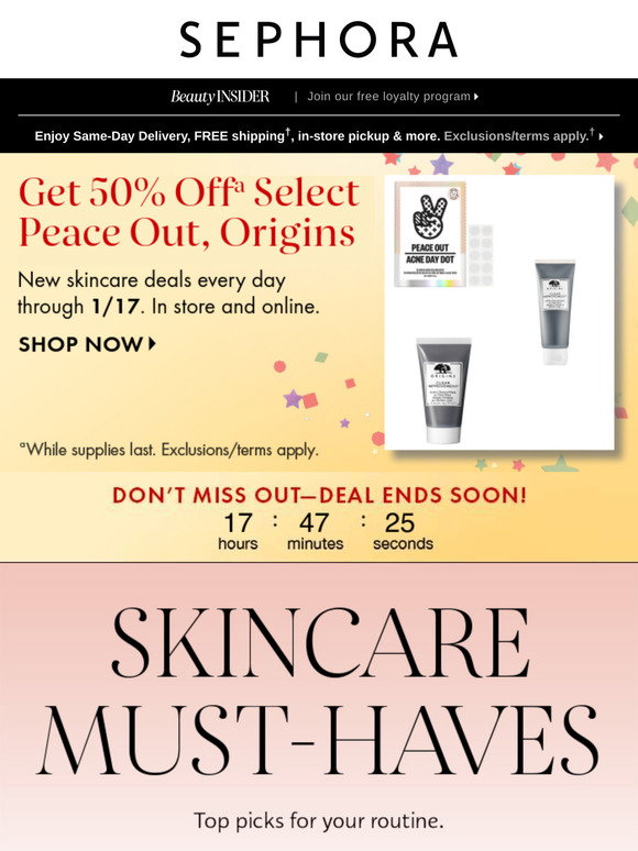 Sephora: 50% off top skincare | Milled