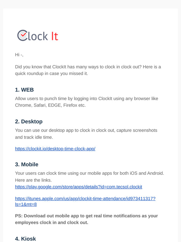 ClockIt: How to clock in clock out with ClockIt Time Clock apps. | Milled