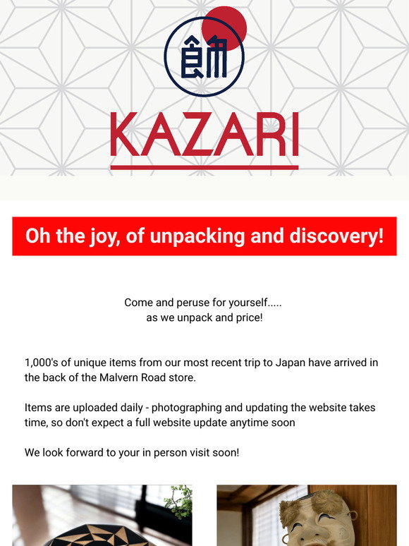 Kazari: Kazari - Come in while we unpack and price! | Milled