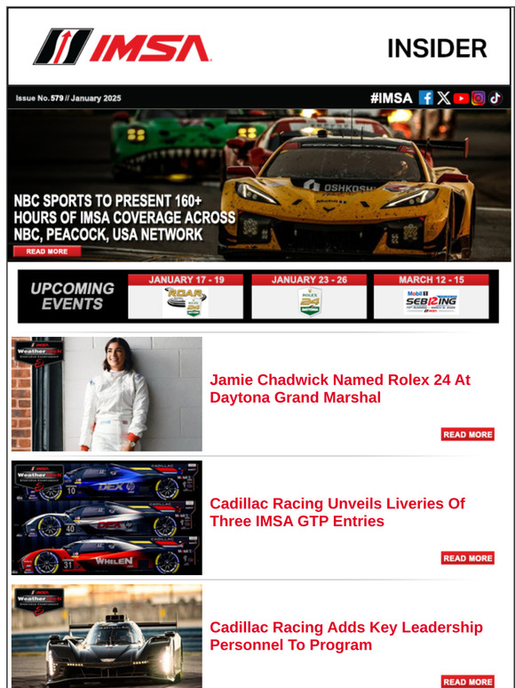 IMSA: NBC 2025 Schedule Revealed, New Cars Unveiled and Roar Test Set ...