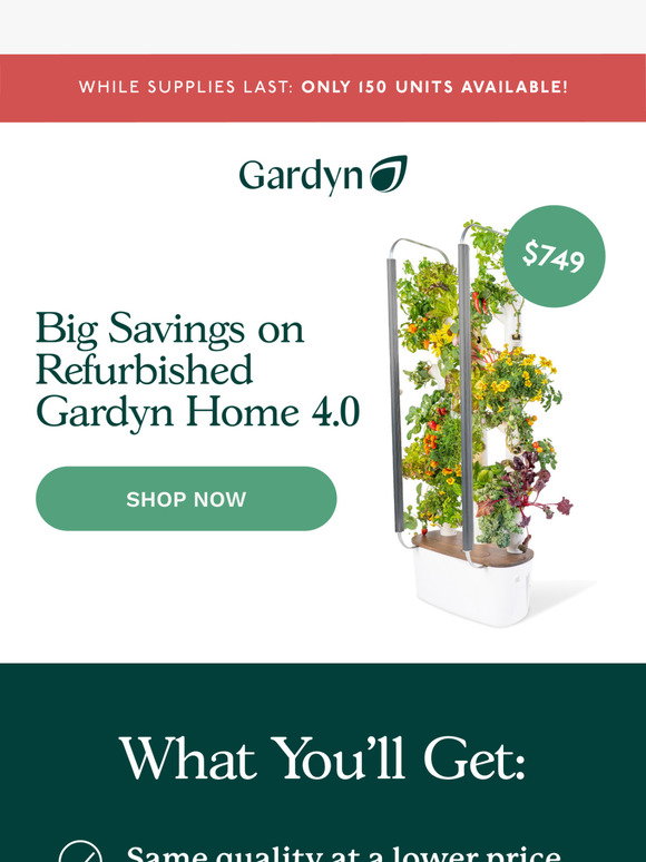 Gardyn: Just In: Refurbished Gardyn Home 4.0 | Milled