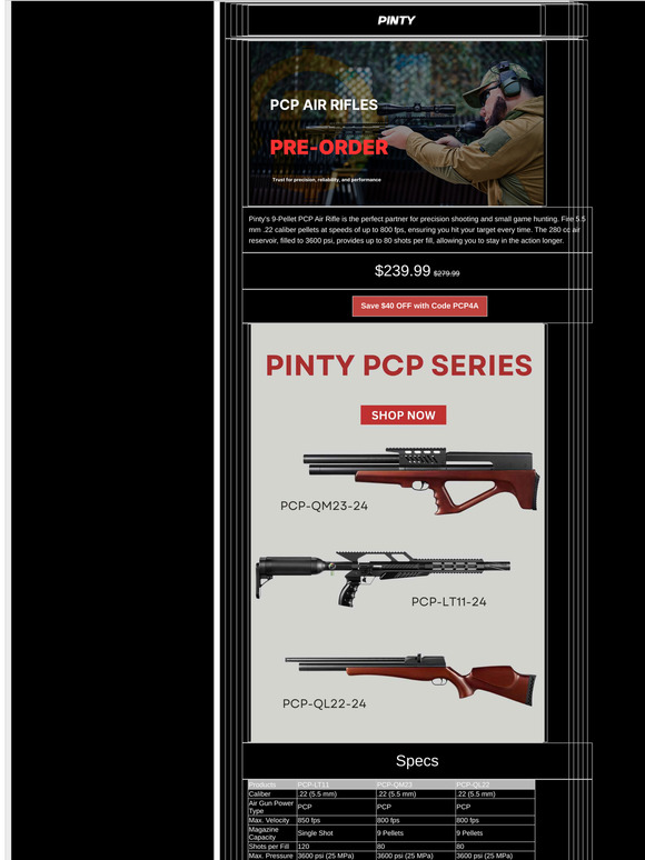 Pinty: 🎉Pre-Order Pinty PCP Air Rifles & CLP Gun Oil Combo | Milled