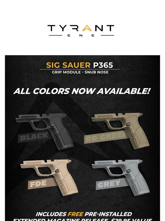 TyrantCNC: P365 Grip Module // All Colors Now Available! | Milled