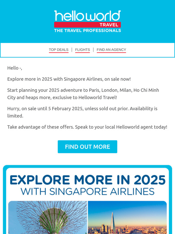 Helloworld: Explore More in 2025 with Singapore Airlines | Milled