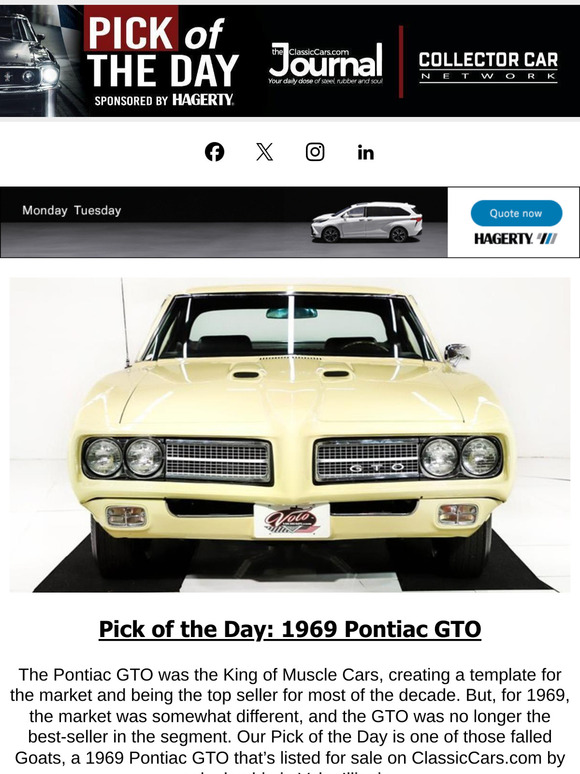 ClassicCars: Pick of the Day: 1969 Pontiac GTO | Milled
