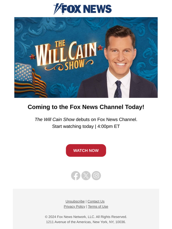 Fox News: The Will Cain Show Debuts Today! | Milled