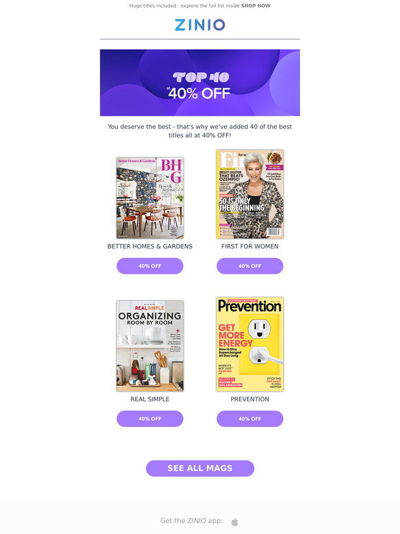 Zinio: The best of ZINIO at 40% off 🏆 | Milled