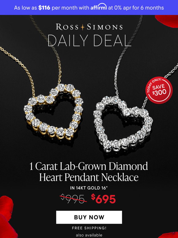 Ross-Simons: 💎 Today Only: $695 for our 1 carat lab-grown diamond heart ...