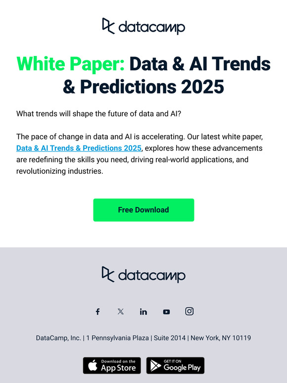 DataCamp: [Free Download] Data & AI Trends & Predictions 2025 | Milled