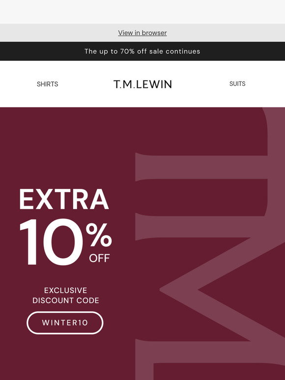 TM Lewin: Winter Sale | Extra 10% off | Milled