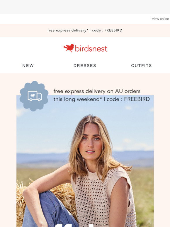 Birdsnest: Free Express Delivery All Long Weekend | Milled
