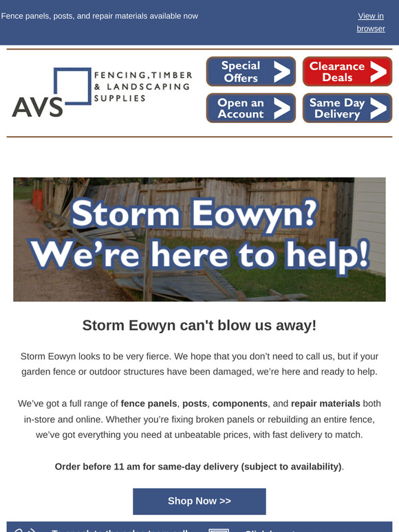 AVS Fencing Supplies: 💨 Storm Eowyn can't blow us away! | Milled