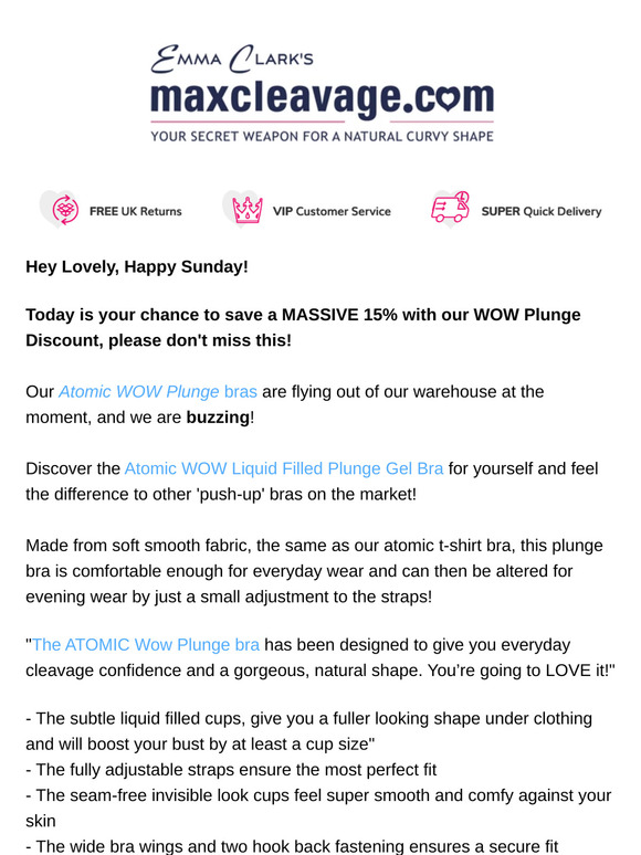 MaxCleavage: 💕 Save 15% on our EXCLUSIVE WOW Plunge Bra 💕 | Milled