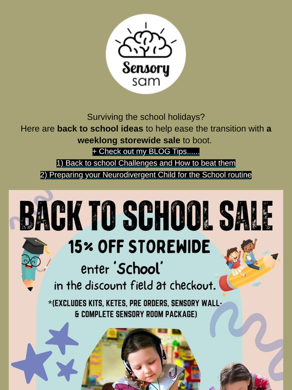 Sensory Sam: 🏫 Get Ready for School: 15% Off Everything at Sensory Sam ...