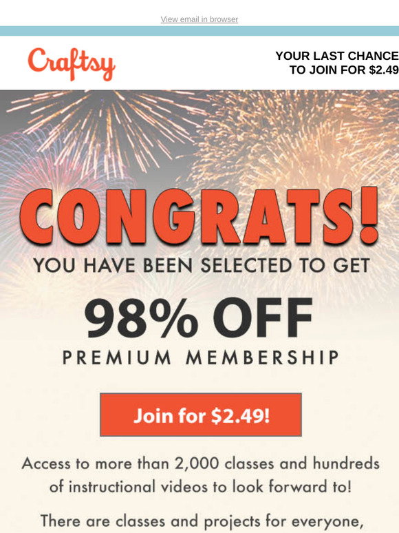 Craftsy: 🔓 Unlock your exclusive savings now! | Milled