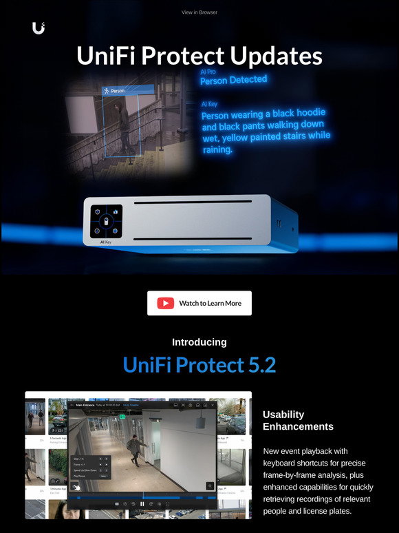 Ubiquiti: UniFi Protect Updates: AI Key | Protect 5.2 | Milled