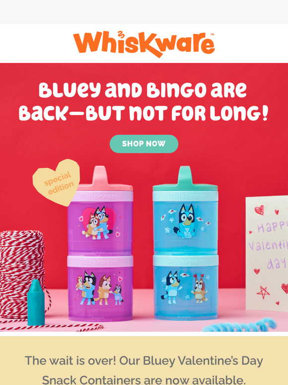 Whiskware: Special-Edition Bluey Valentine’s Day Snack Containers | Milled