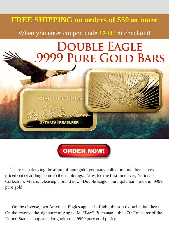 National Collector's Mint: Free Shipping! ★ Double Eagle Pure Gold Bars ...