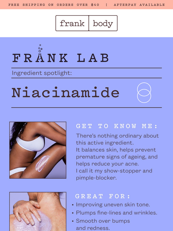 Frank Body: Frank Lab: Nice-guy niacinamide. | Milled
