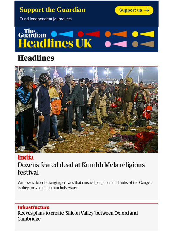 The Guardian: The Guardian Headlines: Dozens feared dead in India at ...