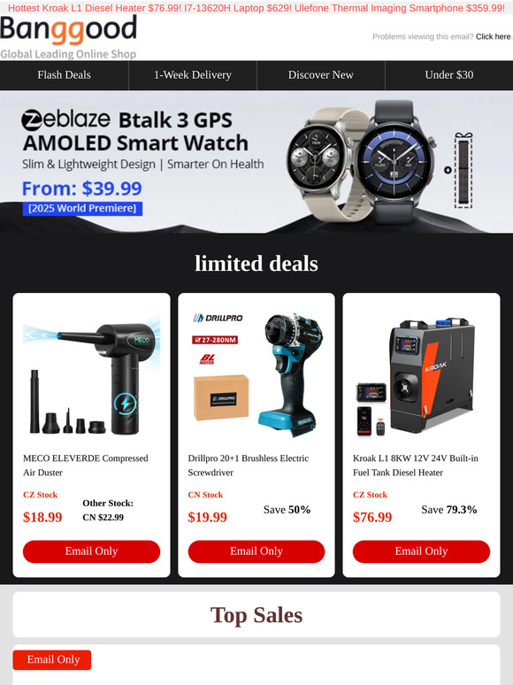 Banggood: [Happy Spring Festival🧨>] Zeblaze Btalk 3 Smartwatch World Premiere Only From $39.99 ...