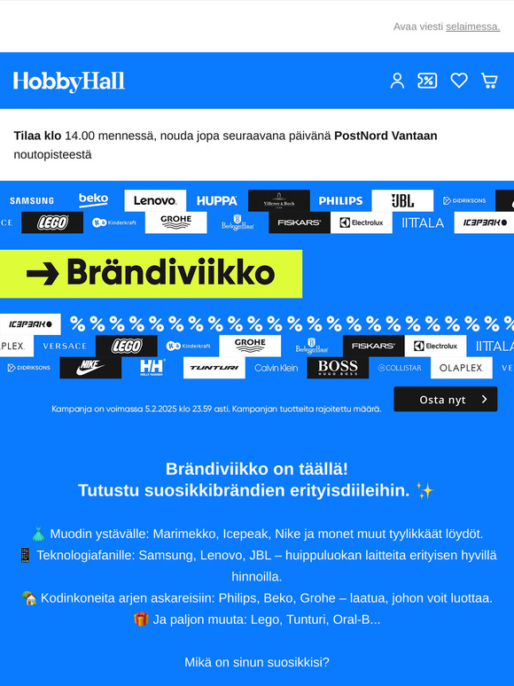 Hobby Hall: ⏰ Brändiviikko alkaa nyt! 🥳 | Milled