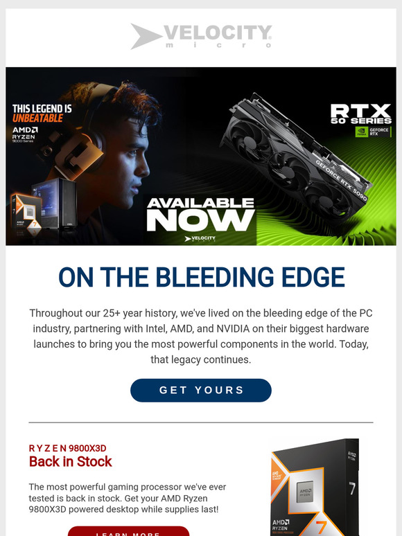 Velocity Micro: The Most Powerful Gaming Components. Ever. Get Ryzen 9800X3D and RTX 50! | Milled