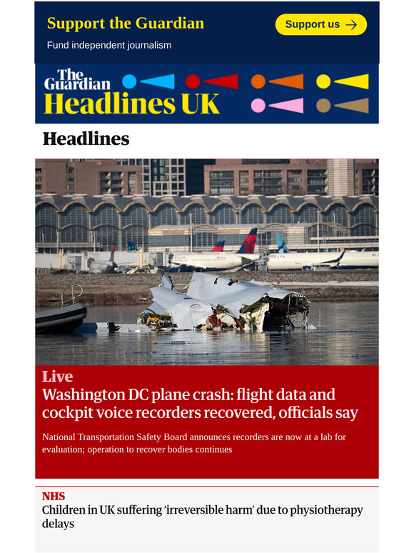 The Guardian: The Guardian Headlines: Washington DC plane crash live ...