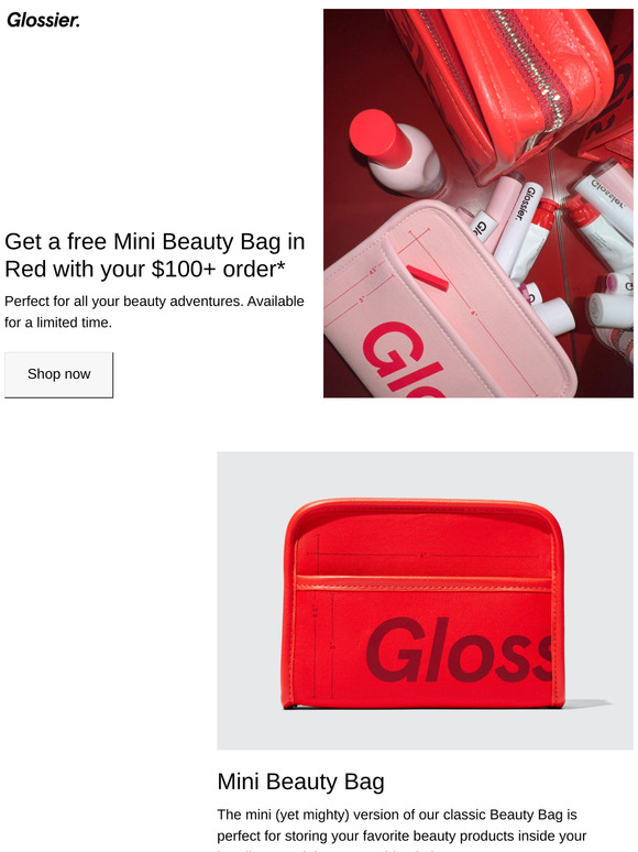 Glossier: What’s free + red all over? Mini Beauty Bag | Milled
