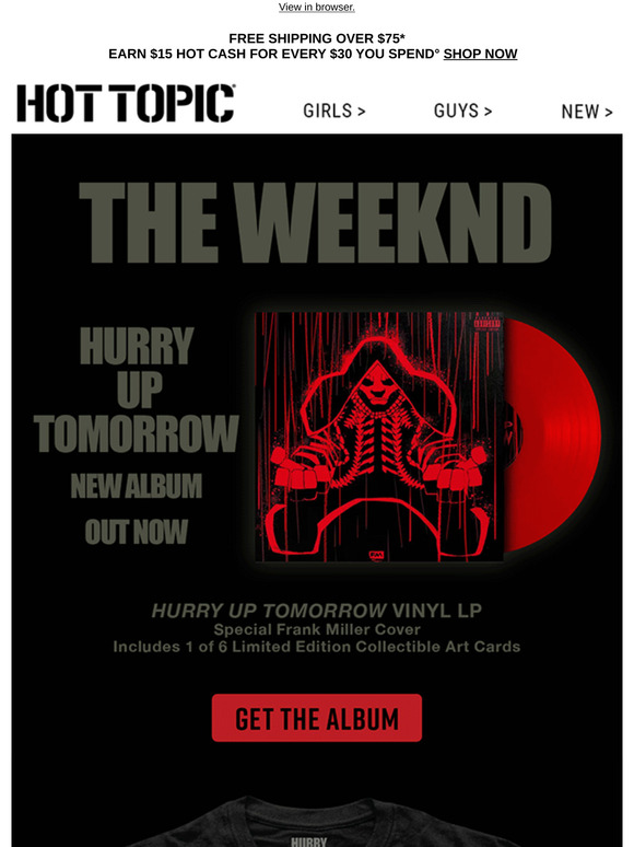 Hot Topic: The Weeknd's "Hurry Up Tomorrow" vinyl & merch drop now 💿🎵 ...