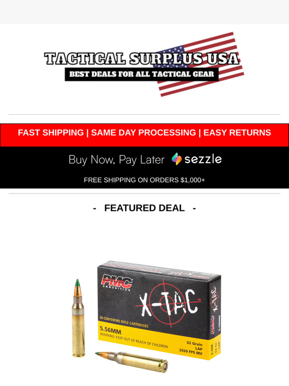 Tactical Surplus USA: ️PMC X-TAC 5.56 NATO 62gr Green Tip LAP - ONLY $9 ...
