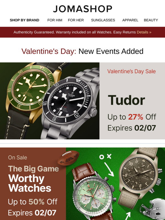Jomashop: TUDOR • SUPER BOWL WATCHES • DESIGNER FRAGRANCES • LONGINES ...