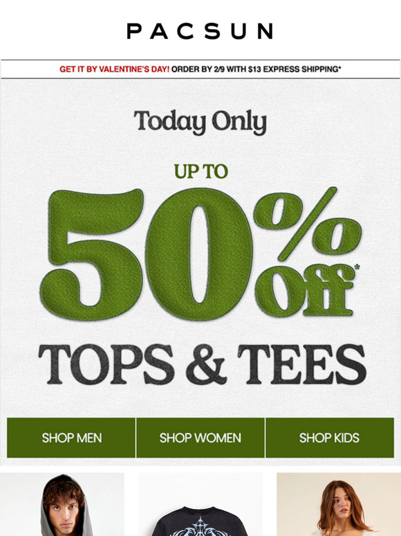 PacSun: Today Only → Up To 50% Off Tops & Tees | Milled