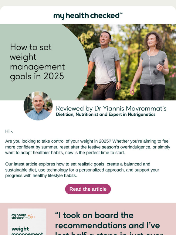My Health Checked: How to set weight management goals for 2025 | Milled