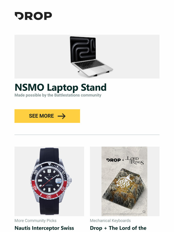 Drop: NSMO Laptop Stand, Nautis Interceptor Swiss Quartz Diver Watch ...