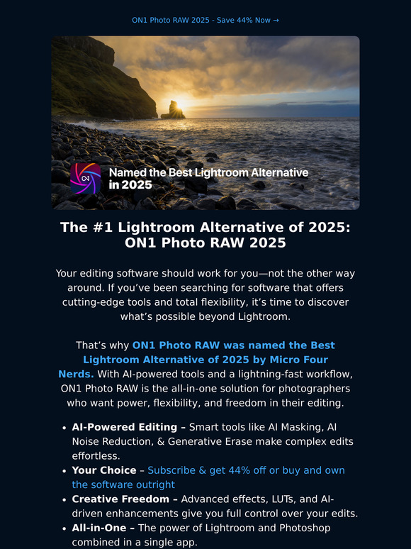 ON1: #1 Lightroom Alternative in 2025 - ON1 Photo RAW 2025 | Milled