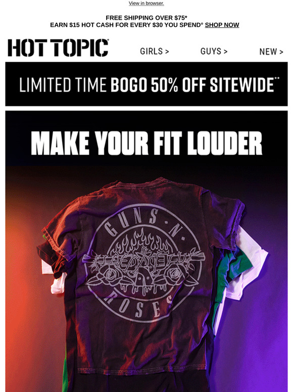 Hot Topic: Make your fit louder with new band tees 🔊🔊🔊 | Milled