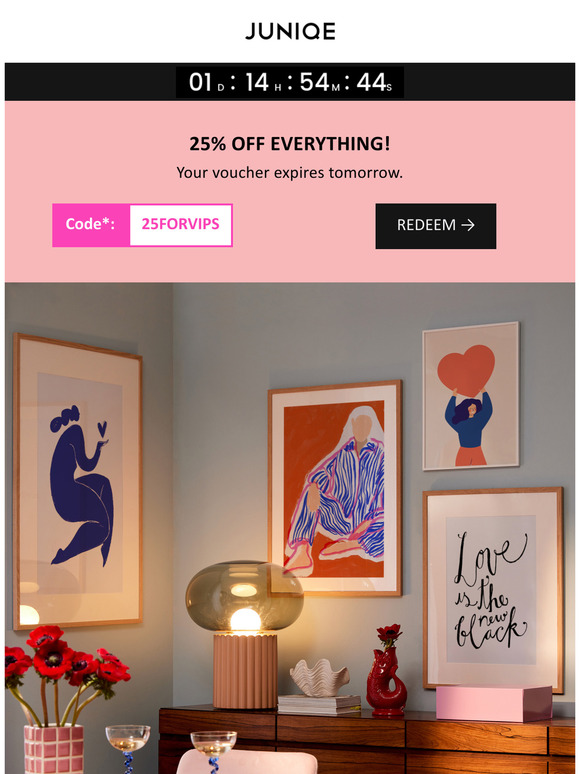 JUNIQE: Your 25% voucher expires tomorrow 💔 | Milled