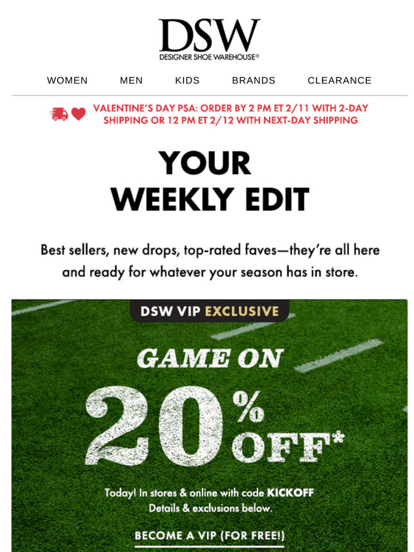 DSW: Get in the game: Join VIP, get 20% OFF 🏈 | Milled