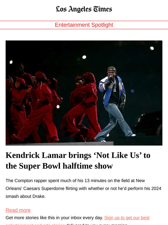 Los Angeles Times: Kendrick Lamar brings ‘Not Like Us’ to the Super Bowl halftime show | Milled