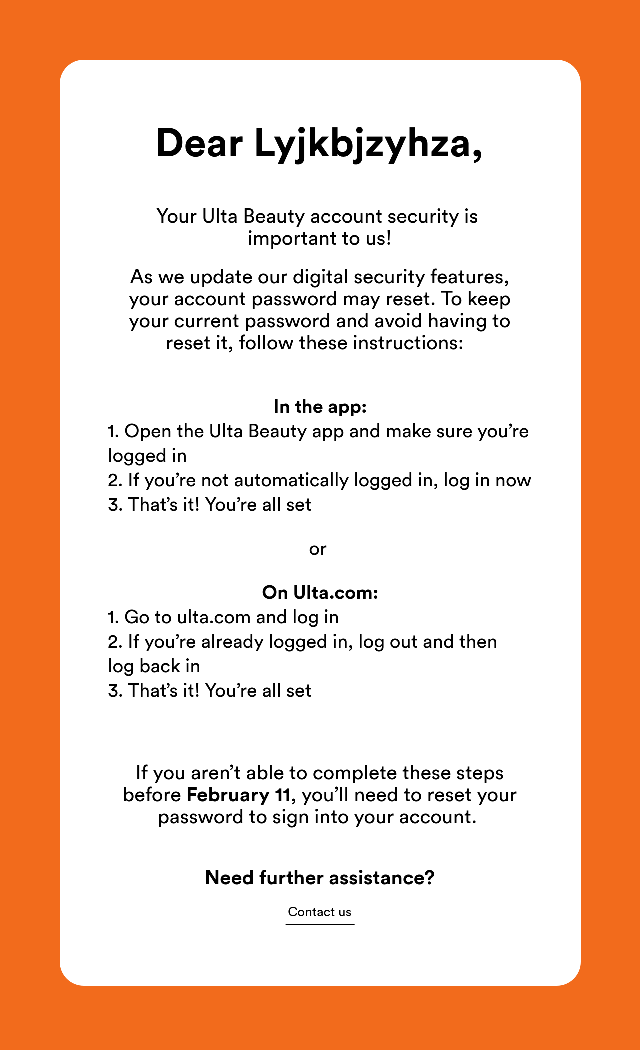 Ulta Beauty: —, we’re updating our digital security features | Milled