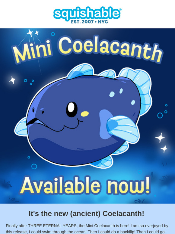 Squishable: Reel this one in! The new Mini Coelacanth has surfaced! 🎣 | Milled