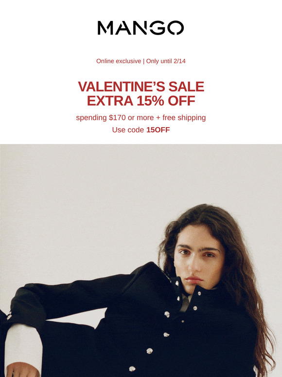 Mango: An extra 15% off to celebrate Valentine’s Day! | Milled