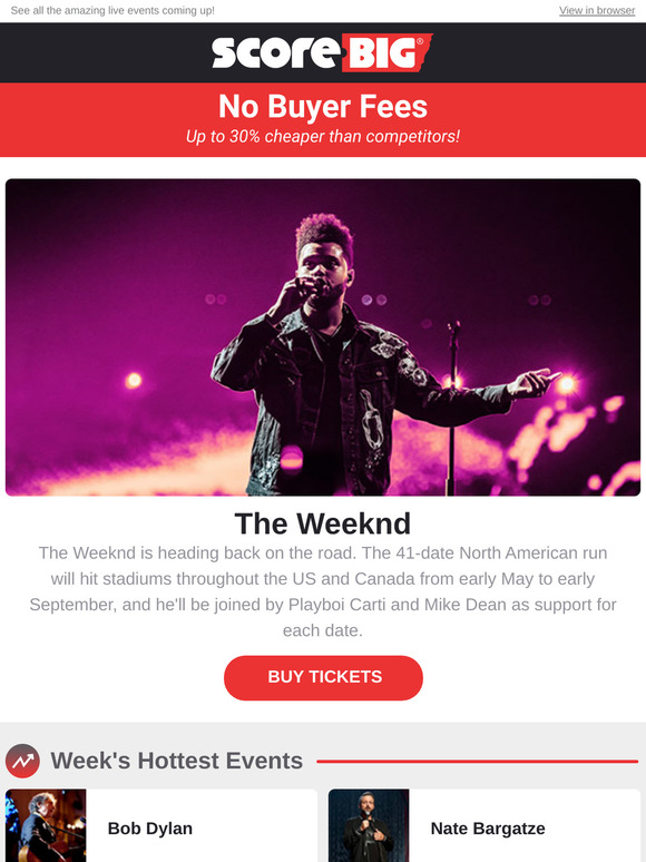 ScoreBig: The Weeknd, Bob Dylan, Kendrick Lamar, Nate Bargatze, and ...