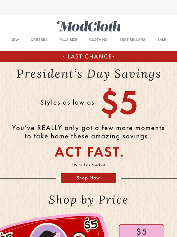 Modcloth Email Newsletters: Shop Sales, Discounts, and Coupon Codes