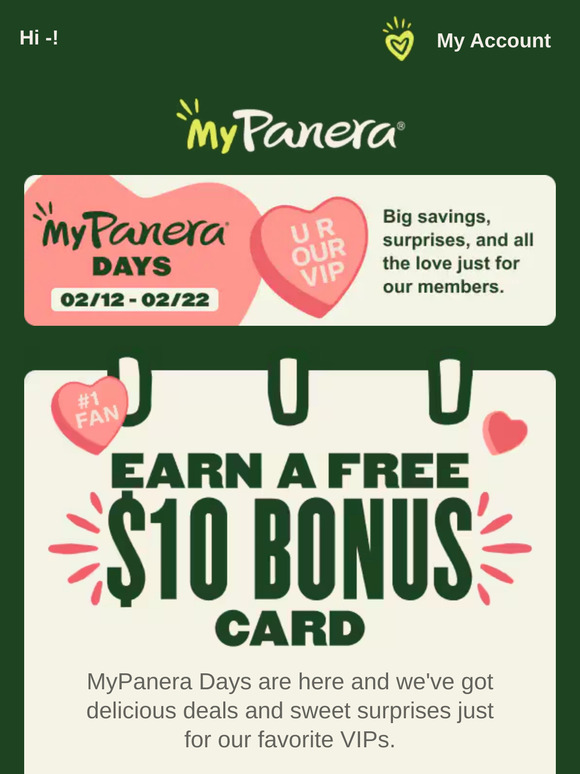 Panera Bread: Earn a FREE $10 Bonus Card 💕MyPanera Days are here! | Milled