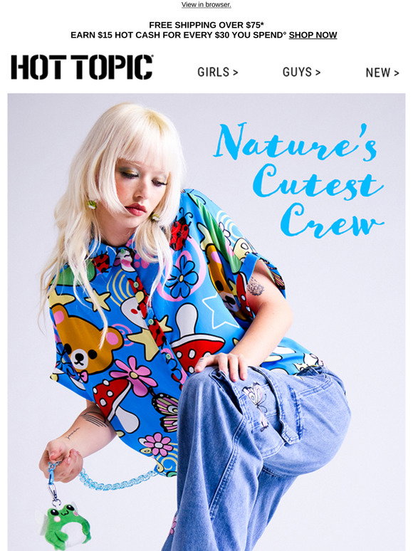 Hot Topic: Nature’s cutest crew just arrived. Grab these new looks. 🍄🐸🐻 ...