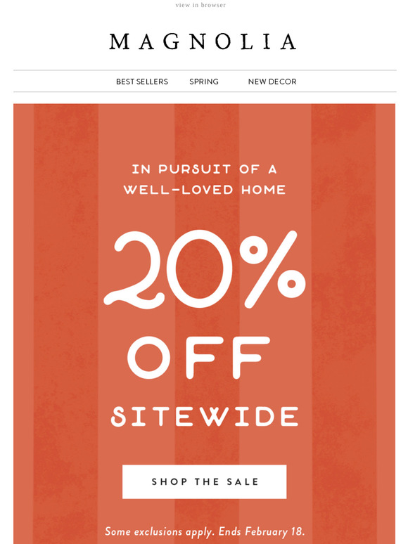 Magnolia Email Newsletters: Shop Sales, Discounts, and Coupon Codes