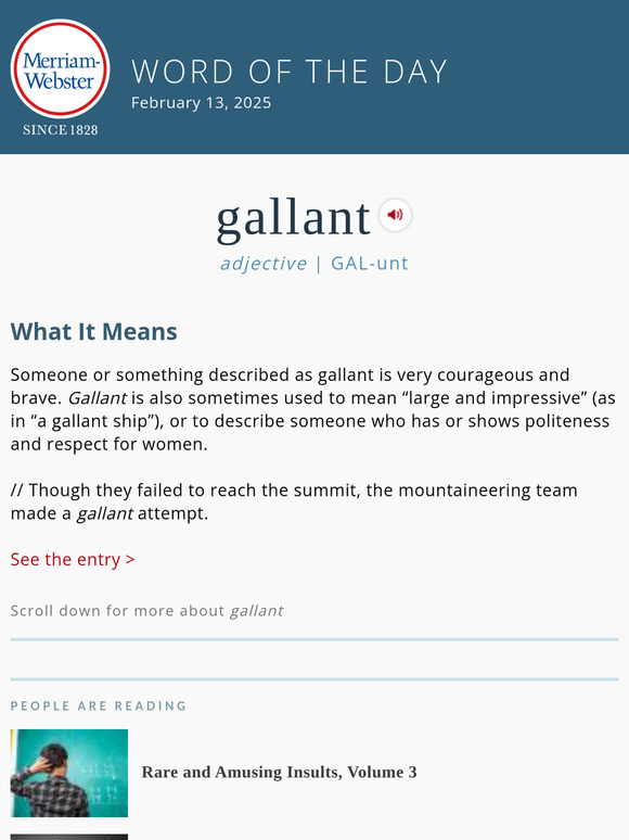 Merriam-Webster: Gallant - plus, Rare and Amusing Insults, Volume 3 ...